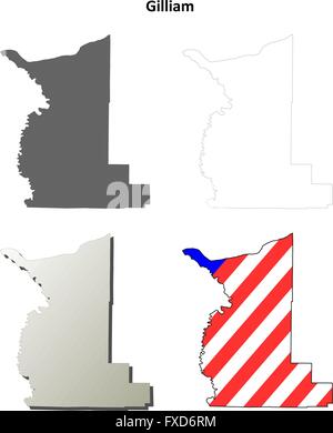 Gilliam County (Oregon) outline map set Stock Vector Image & Art - Alamy