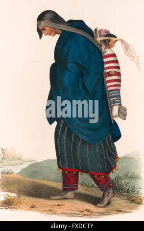 Illustration of a native american indian squaw woman viewed from side ...