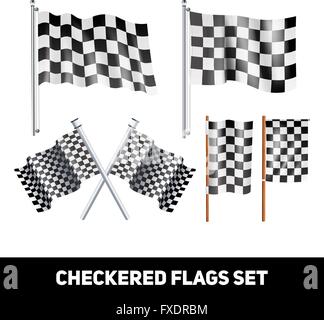 Checkered realistic flag. Crossed finish or starting line. Racing ...