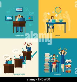 People frustration infographics set with mood changes symbols and ...