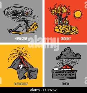 Natural disaster icons doodle set Stock Vector Image & Art - Alamy