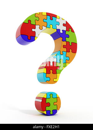 White question mark symbol on white floor flat lay top view from above ...