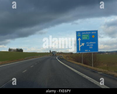 Czech Republic, highway D1 with traffic signs Stock Photo - Alamy