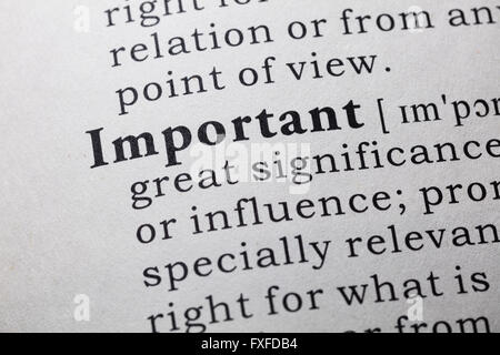 Fake Dictionary, Dictionary definition of the word important Stock ...