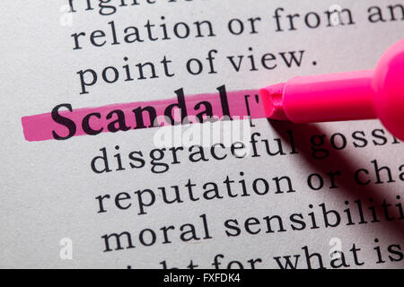 Fake Dictionary, Dictionary definition of the word scandal Stock Photo ...