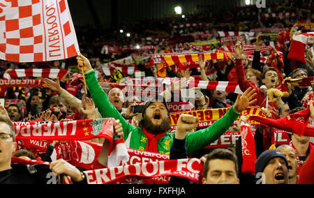 Liverpool fans cheer their team ahead of the English Premier League ...