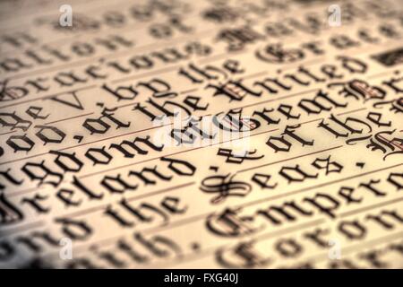 Calligraphy old English manuscript Stock Photo - Alamy