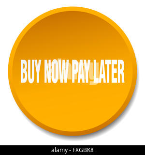 pay later orange round flat isolated push button Stock Photo - Alamy
