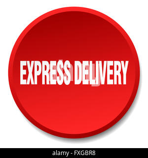 express red round flat isolated push button Stock Photo - Alamy