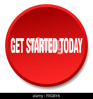 get started red round flat isolated push button Stock Photo - Alamy
