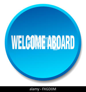 welcome blue round flat isolated push button Stock Photo - Alamy