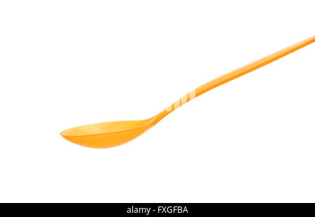 orange plastic spoon on white background Stock Photo - Alamy