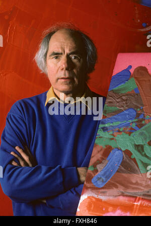 The London studio of Albert Irvin (1922-2015) abstract painter in 1986 ...