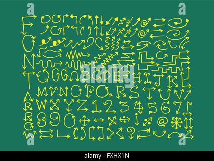 sketch arrows alphabet , Arrow font A through Z and numbers Stock Vector Image & Art - Alamy