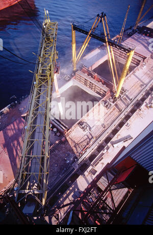 Loading grain onto a ship in the Houston Texas Ship Channel, USA Stock ...