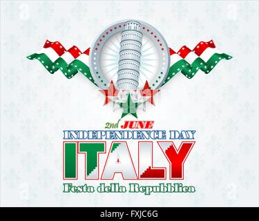 Italy Republic Day June 2nd in hand lettering with airplanes and flight ...