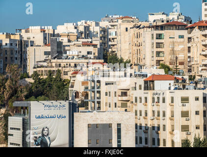Apartment buildings in Amman city, capital of Jordan. View with Zara ...