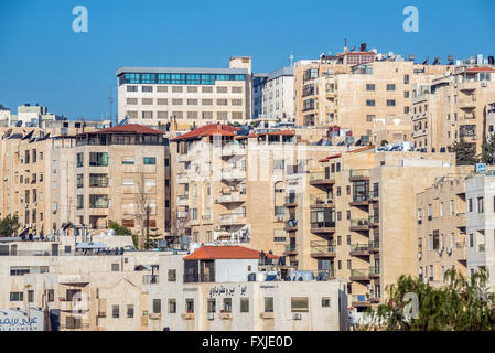 Apartment buildings in Amman city, capital of Jordan. View with Zara ...