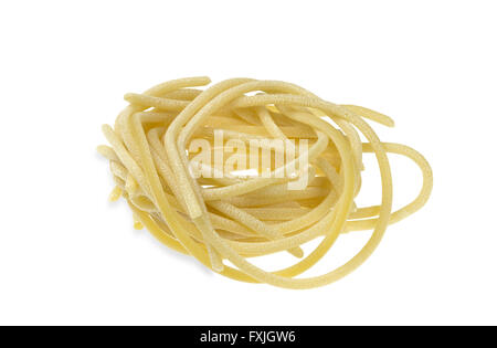 Typical tuscany pasta called pici isolated on wooden background Stock ...