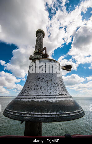 Old bell on the end of Southend Pier in the Thames Estuary. Vintage ...
