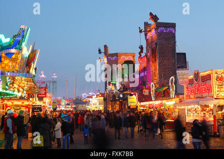 Ghost train Spuk on the fun fair Bremer Freimarkt at dusk, Bremen ...