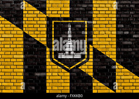 Flag of Baltimore painted on brick wall Stock Photo - Alamy