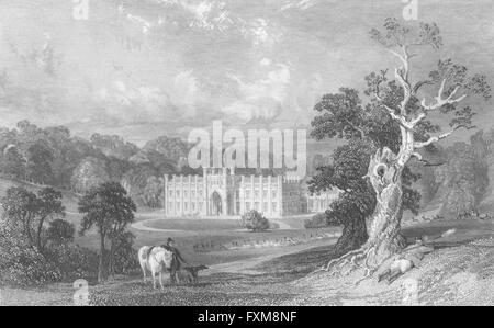 LEICS: Donnington Hall, Leicestershire: Allom, antique print 1836 Stock ...