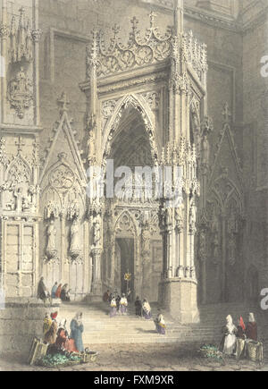 GERMANY: Cathedral, Ratisbon: Bartlett , antique print 1840 Stock Photo ...
