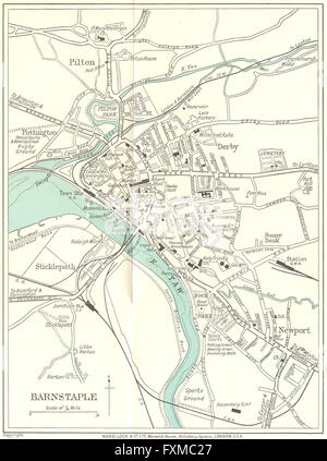 DEVON: Barnstaple, Bideford & c, 1934 vintage map Stock Photo - Alamy