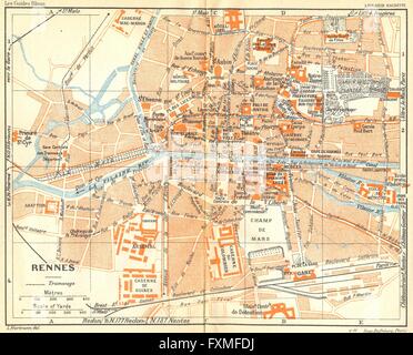 MAP OF RENNES FRANCE Stock Photo - Alamy