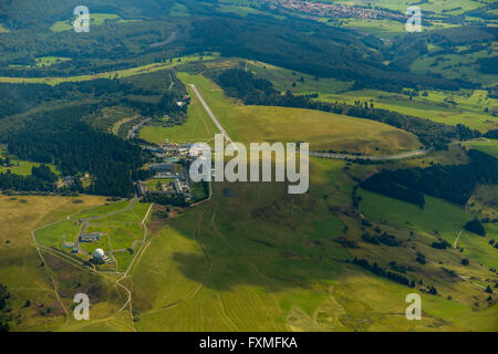 Aerial view, gliding center, German Gliding Museum, Wasserkuppe in the ...