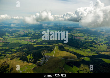 Aerial view, gliding center, German Gliding Museum, Wasserkuppe in the ...