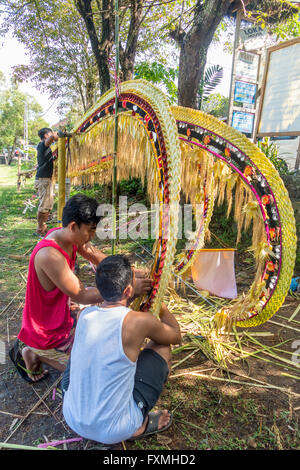 Indonesia, Bali, Ubud, penjor, traditional holiday decoration Stock ...