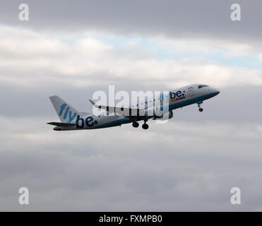 Flybe Embraer E175 taking off on May 2nd 2018 from Birmingham Airport ...