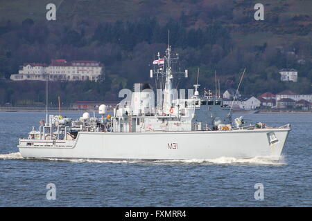 Hunt class minesweeper M31 HMS Cattistock berthed at Poole Quay, Poole ...