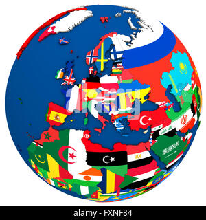 Political map of EMEA region with each country represented by its ...