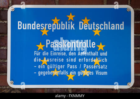 German border sign and passport control Stock Photo - Alamy