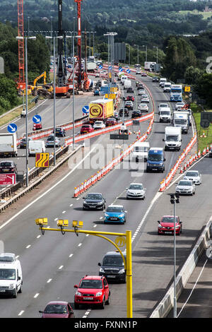 Average Speed Cameras in roadworks on M74 Stock Photo - Alamy