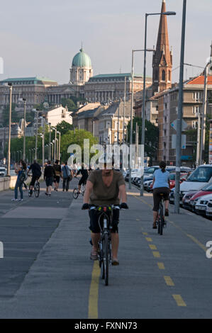 Cyclist using designated cycle lane Stock Photo - Alamy