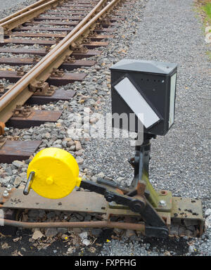 Hand-operated railroad switch with lever, weight and signal Stock Photo ...
