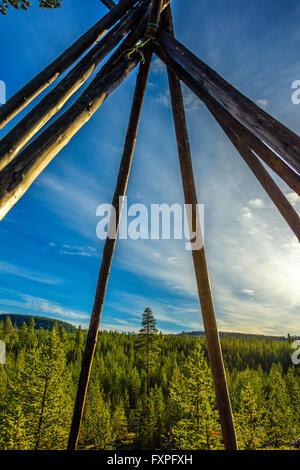 Frame for Saami teepee at our wilderness picnic spot Stock Photo - Alamy