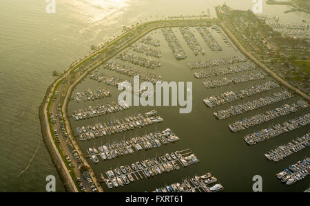 Aerial view, Downtown Long Beach Boat Marina, Long Beach, Los Angeles ...