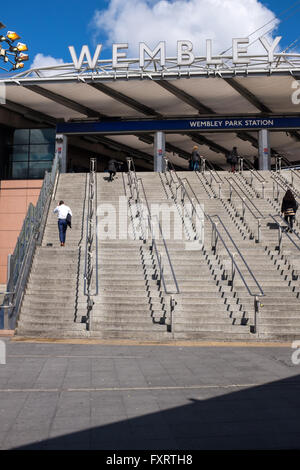 Wembley Stadium rail station sign Wembley London Stock Photo - Alamy