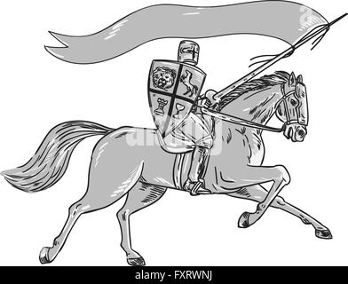 Knight in armor on horseback. Medieval heraldry symbol vector ...