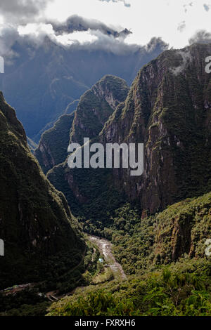 Distant view of Machu Picchu from Llactapata, Peru. Llactapata is ...