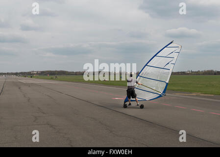 windskating on the airstrip of Tempelhofer airport in Berlin Stock ...