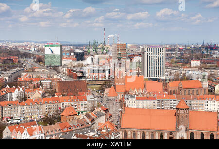 Gdansk top view from Kosciol Mariacki tower in Poland, Europe ...