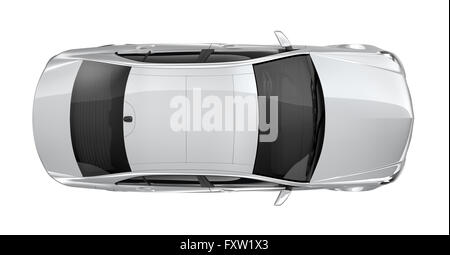 Silver sedan - top view Stock Photo - Alamy