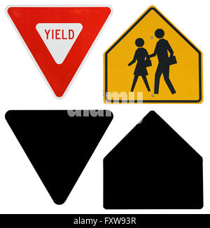 Isolated on white series of typical US road signs Stock Photo - Alamy