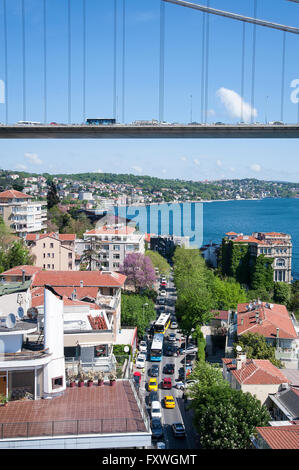 Istanbul Second Bosphorus bridge. View of the Fatih Sultan Mehmet ...